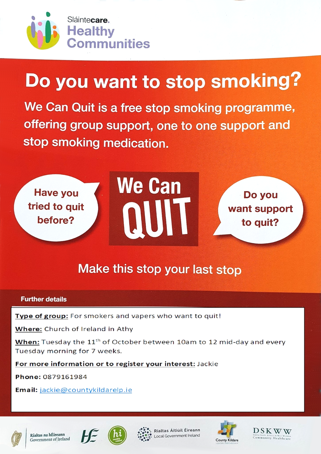 Do you want to stop smoking? | County Kildare Leader Partnership
